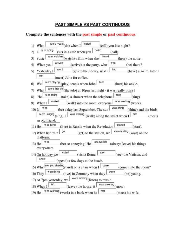 Past Simple VS Past Continuous | PDF | Leisure