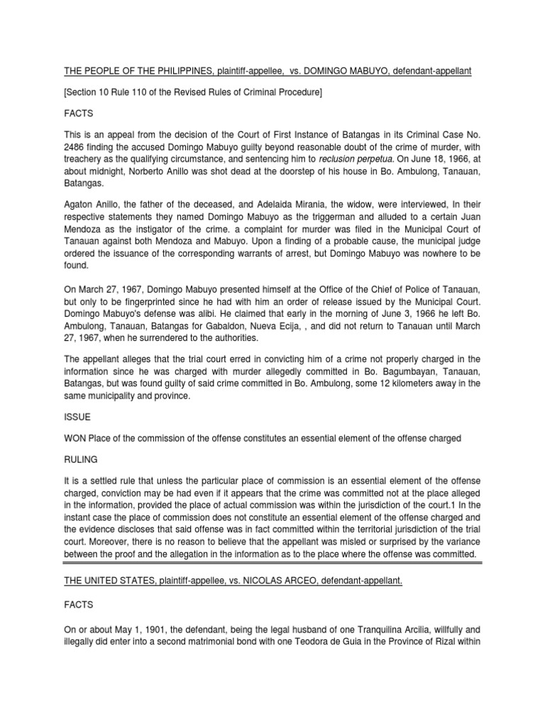 Crim Pro Case Digests Case No 9 To 12 | PDF | Crime & Violence | Crime Thriller