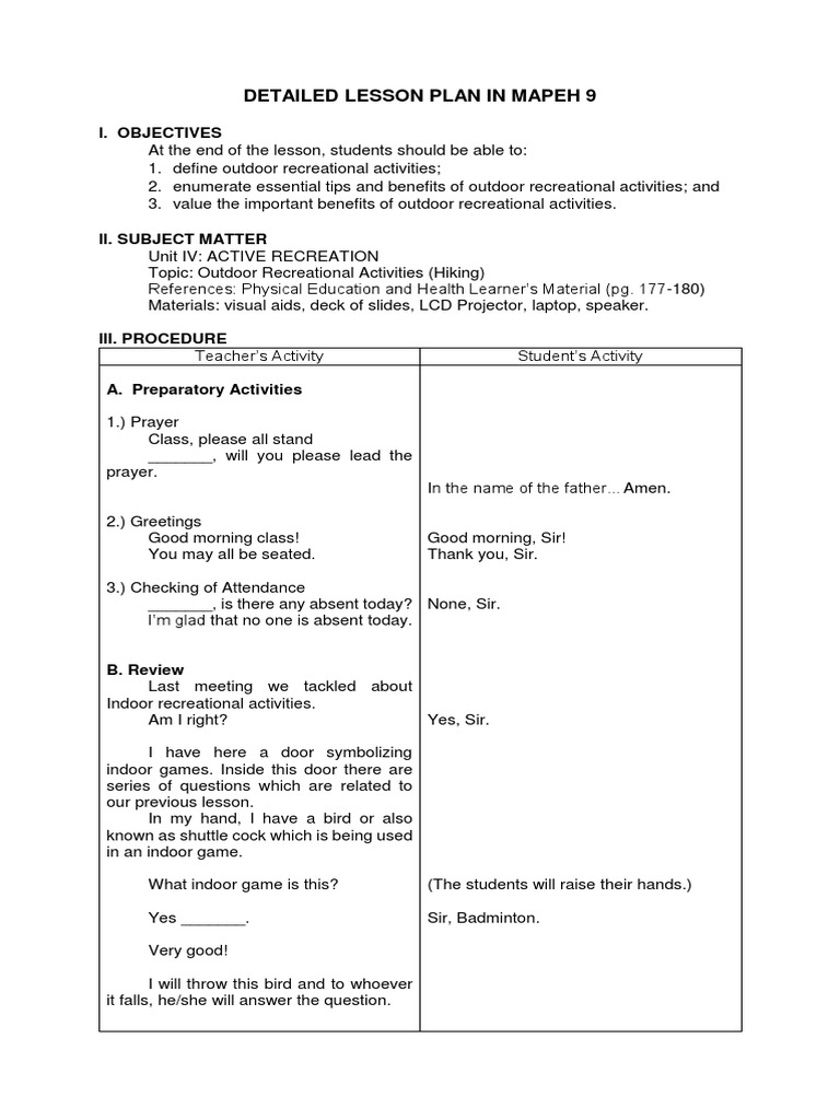 Final Demo Lesson Plan in MAPEH 9 | PDF