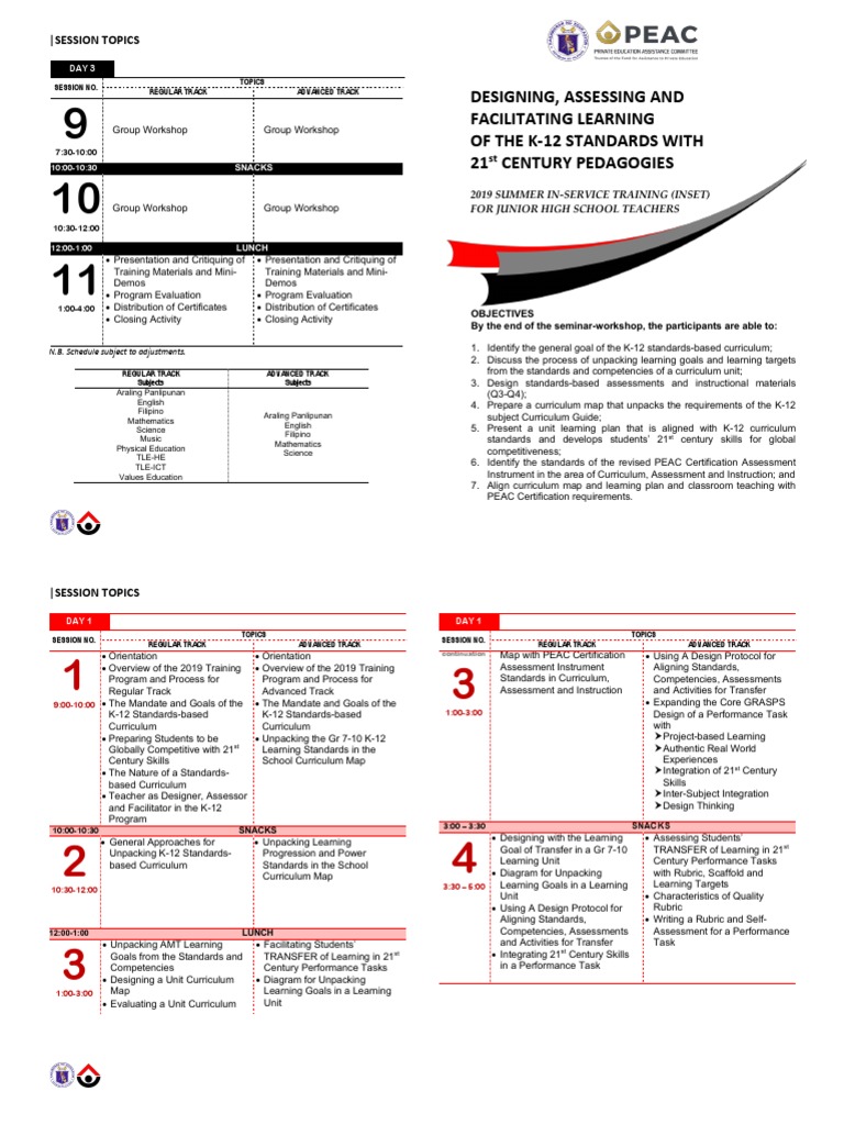 2019 Summer JHS INSET Program | PDF | Curriculum | Rubric (Academic)
