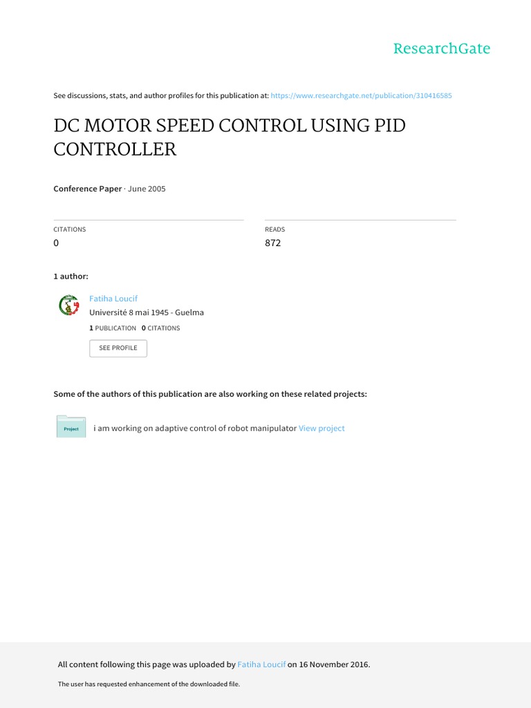 DC Motor Speed Control Using Pid Controller: June 2005 | PDF | Control ...