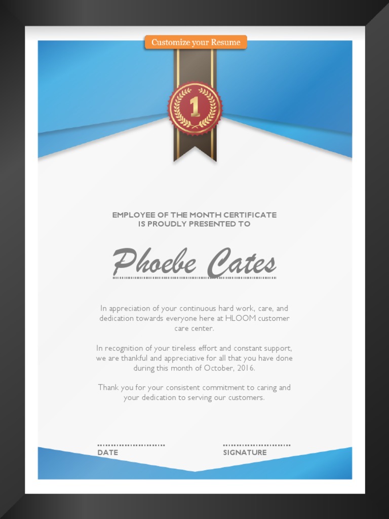 Employee Month Recognition Certificate | PDF
