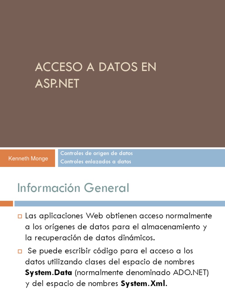Acceso A Datos En: Controles de Origen de Datos Controles Enlazados A Datos | PDF | Active X ...