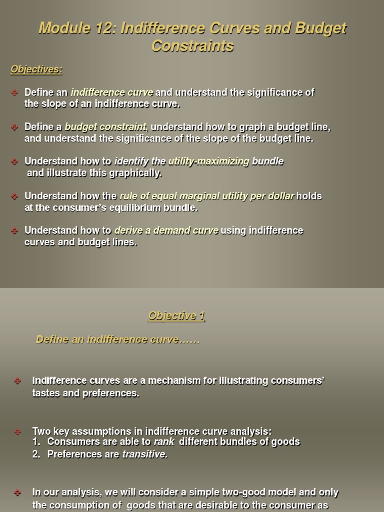 Module 12: Indifference Curves and Budget Constraints | PDF | Utility ...