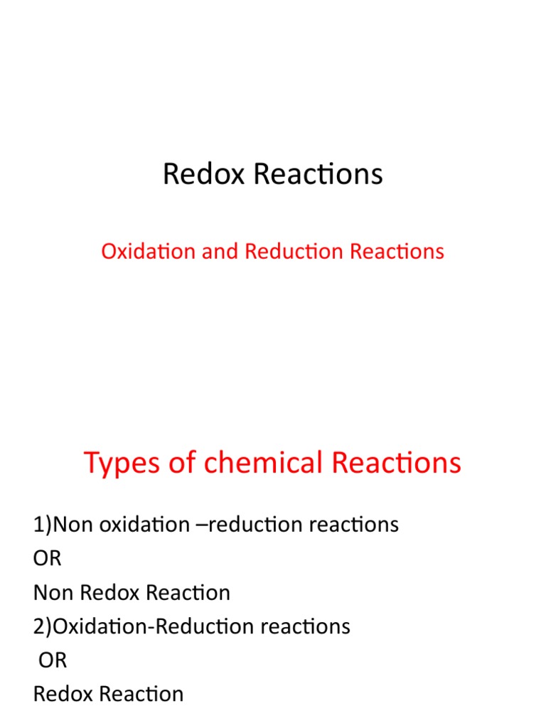 Redox vs Non-Redox Reactions Explained | PDF | Redox | Ion