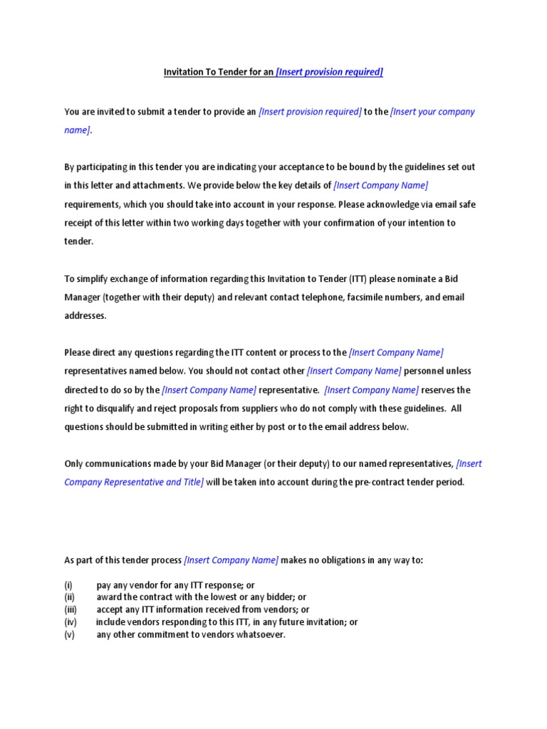 Invitation to Tender Submission Guidelines | PDF | Business