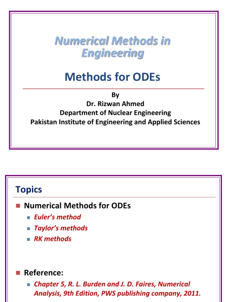 NME-Methods For ODEs | PDF | Calculus | Algorithms