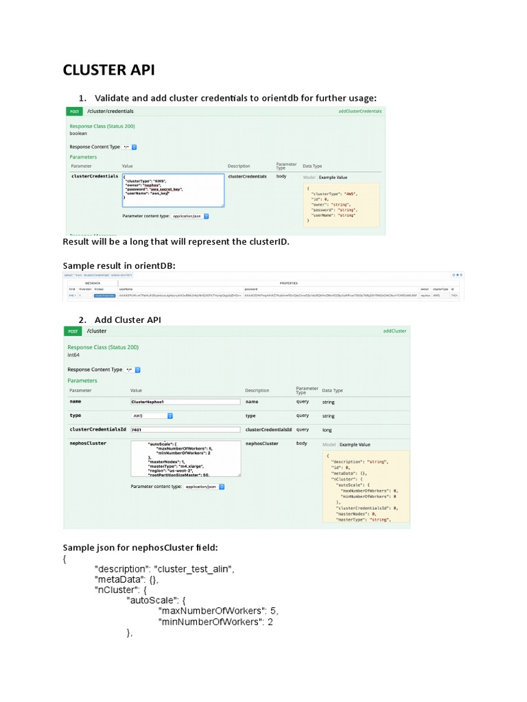 Adding and Validating Nephos Cluster Credentials and APIs in OrientDB | PDF