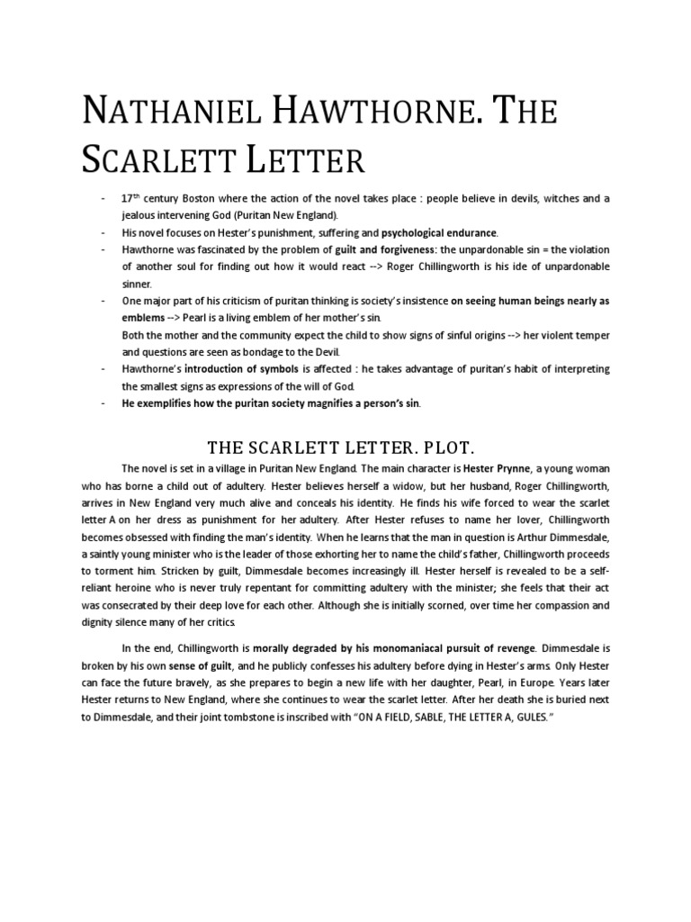 The Scarlett Letter - Plot Summary of Nathaniel Hawthorne's Classic ...