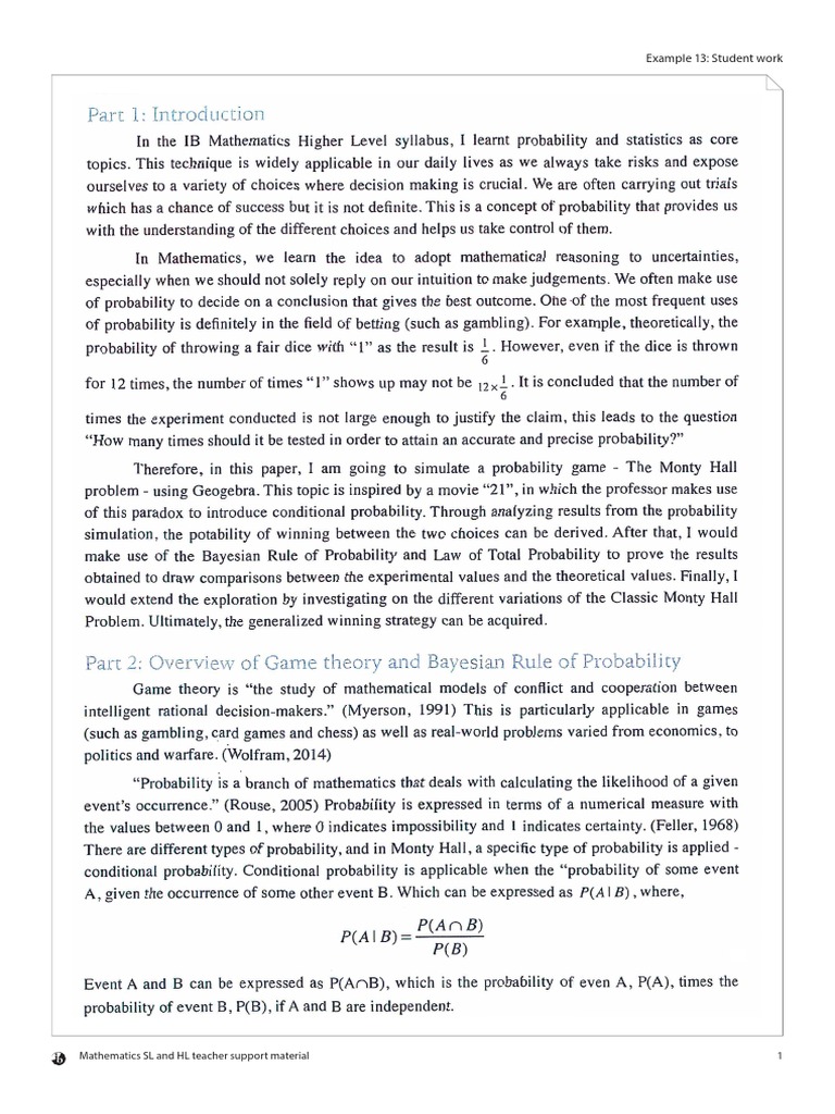 Mathematics SL and HL Student Examples | PDF | Language Arts & Discipline