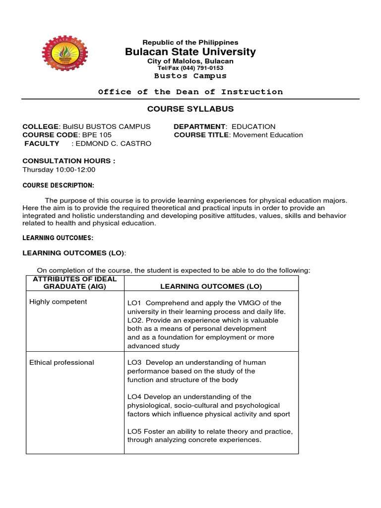 Syllabus Movement Education | PDF | Physical Education | Physical Fitness