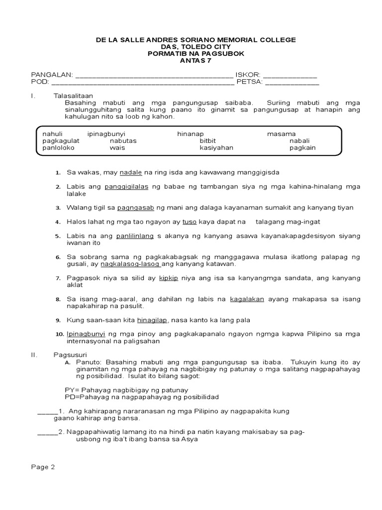Filipino Grade 7 | PDF
