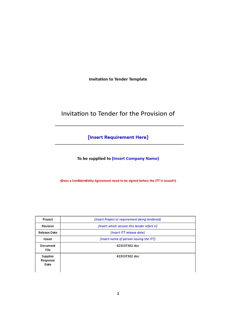 ITT Template | PDF | Service Level Agreement | Performance Indicator