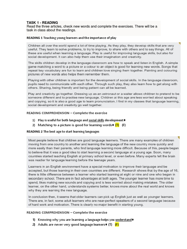 Reading Comprehension on Language Learning | PDF | Language Arts ...