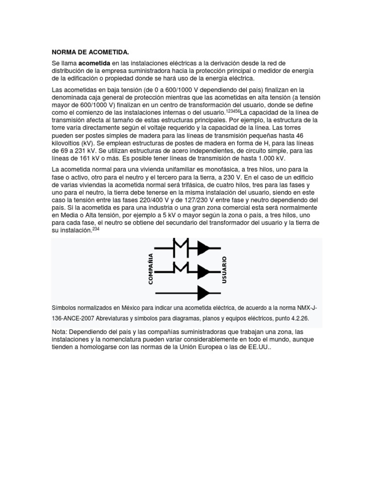 Norma de Acometida | PDF | Bienes manufacturados | Electromagnetismo
