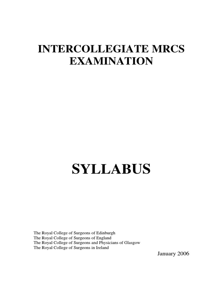 Archived Intercollegiate Mrcs Syllabus | PDF | Surgery | Clinical Trial