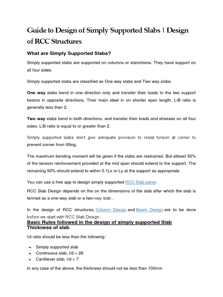 Guide To Design of Simply Supported Slabs - Design of RCC Structures ...