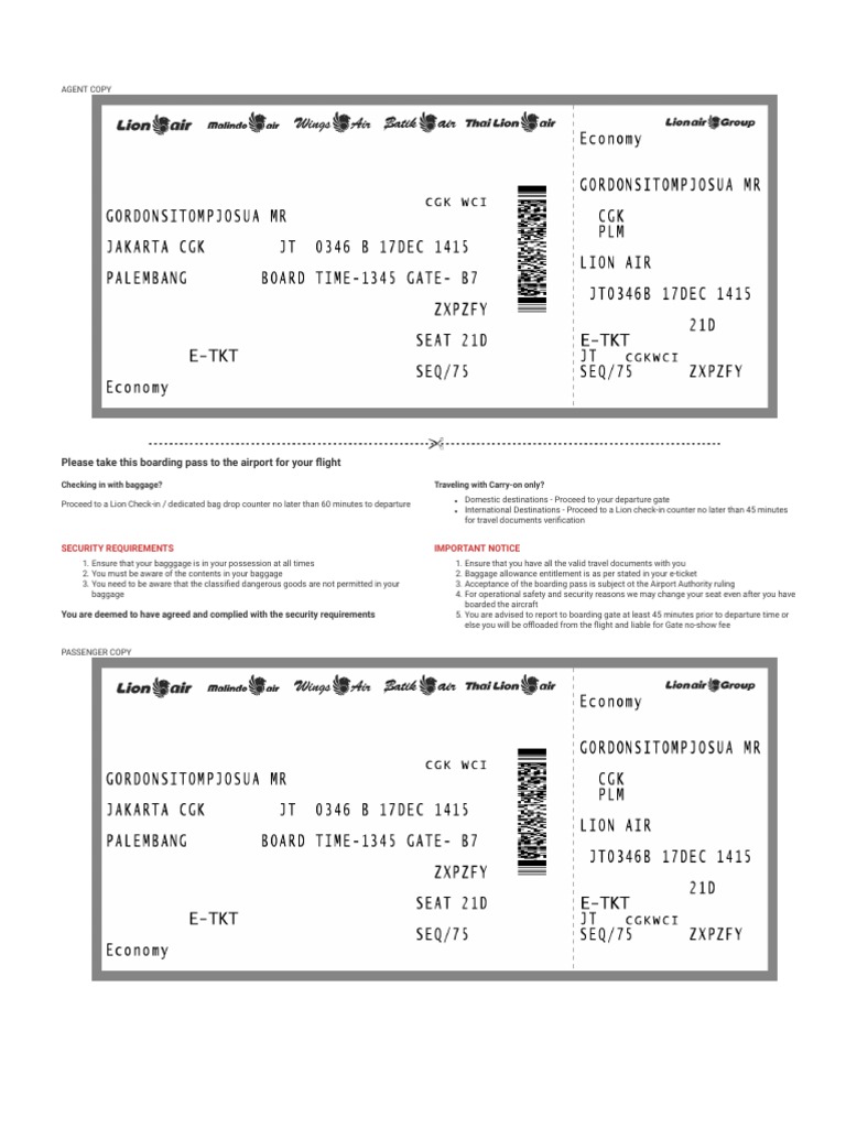 Check-In Confirmation Page | PDF