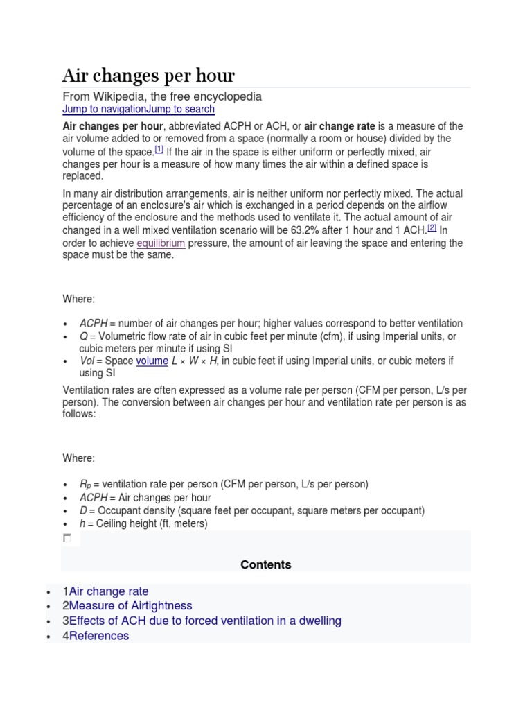 Air Changes Per Hour | PDF | Ventilation (Architecture) | Heating ...