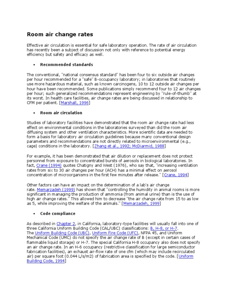 Lab air change rates & safety | PDF | Ventilation (Architecture) | Hvac