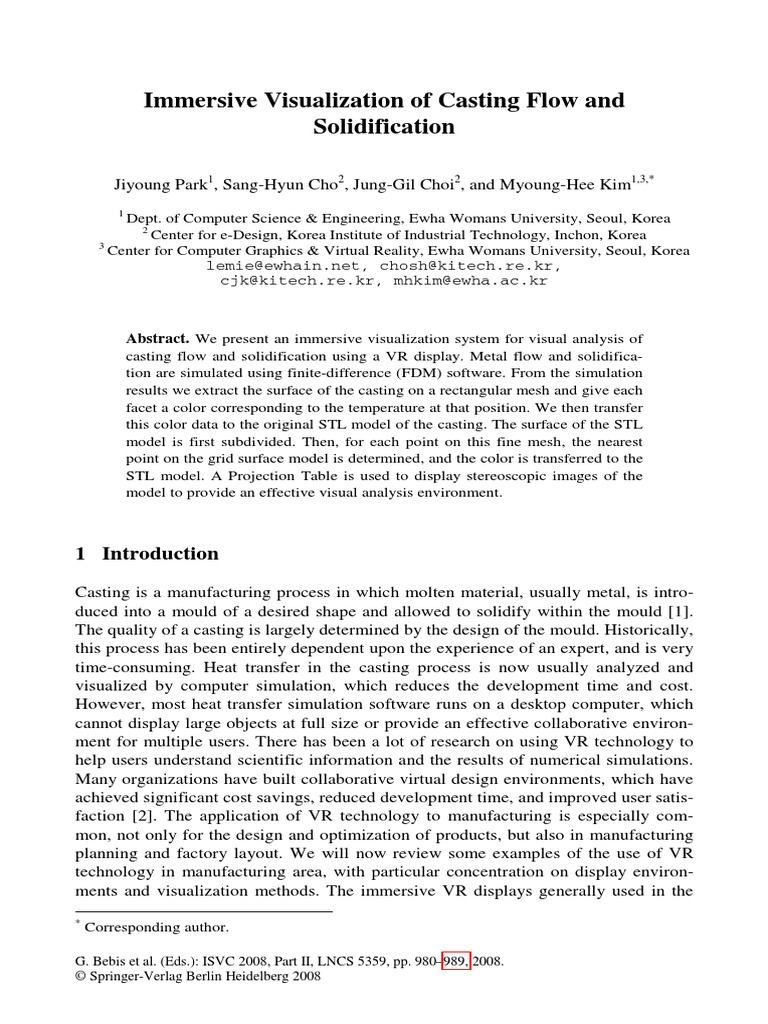 Immersive Visualization of Casting Flow and Solidification | PDF ...