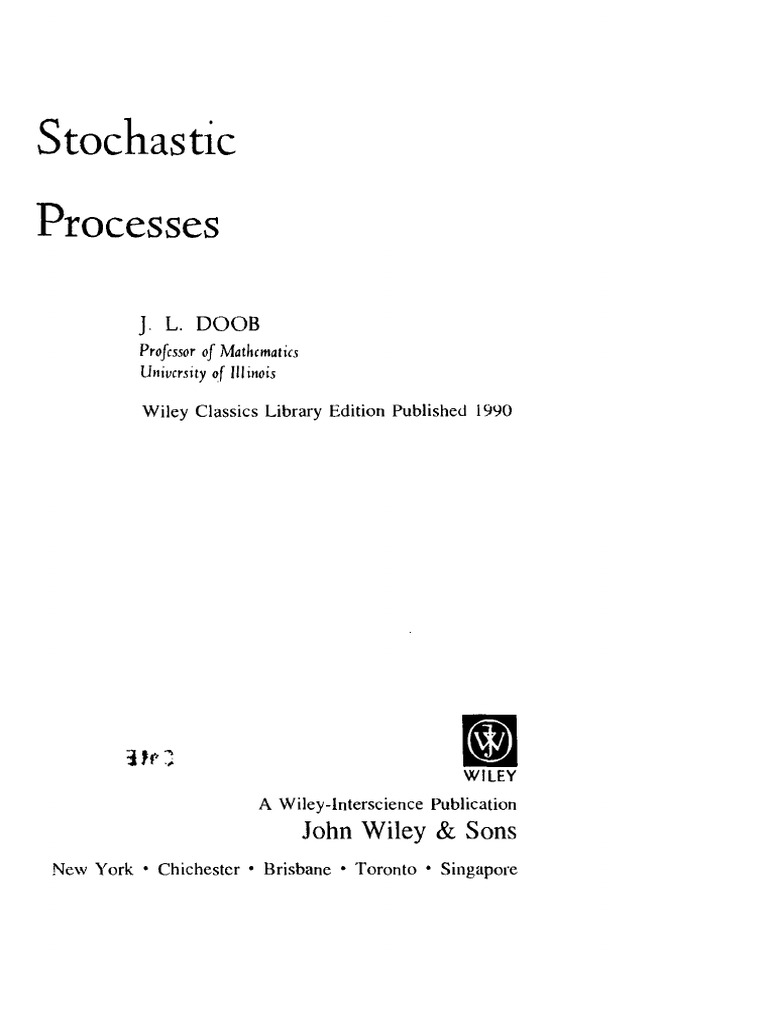 Stochastic Processes Doob 1 PDF | PDF