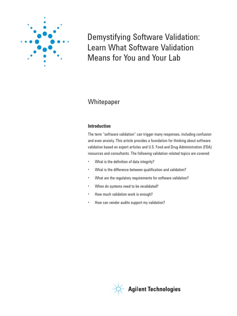 5991-8176EN Demystifying Software Validation Whitepaper | PDF ...