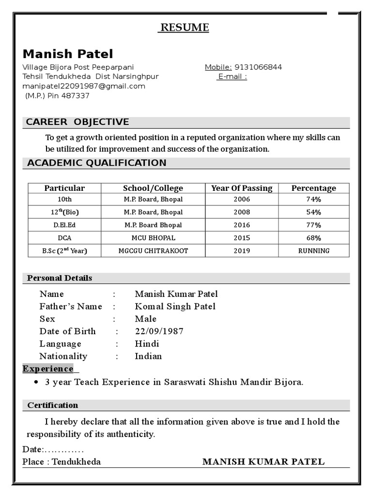 Manish Patel: Resume | PDF