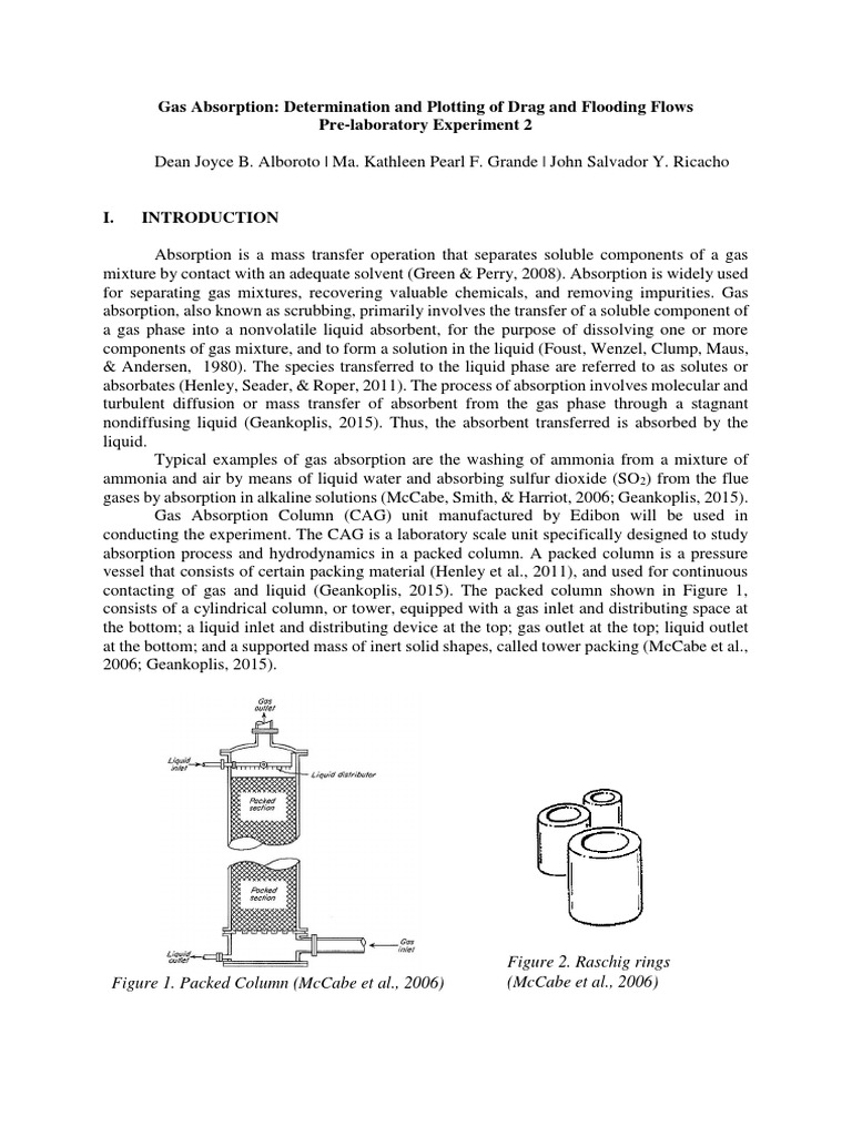 Postlab 2 Gas Absorption | PDF | Gases | Pressure