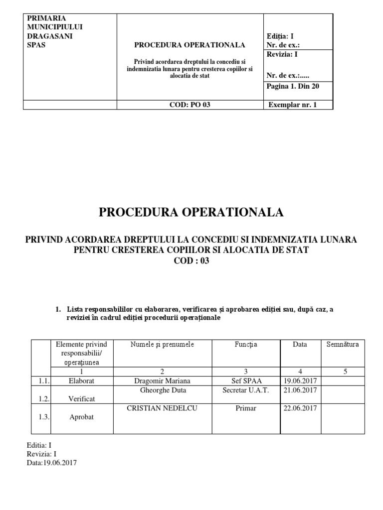 Procedura Operationala ICC | PDF