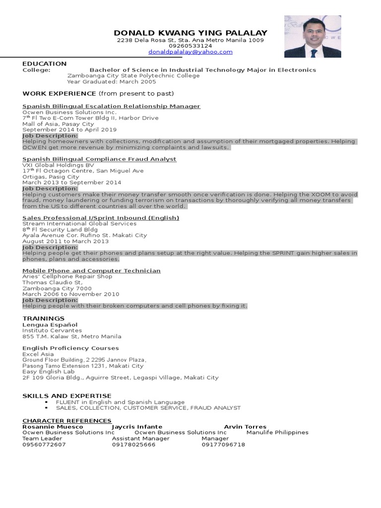 Donald Kwang Ying Palalay CV 05212019 | PDF | Makati | Business