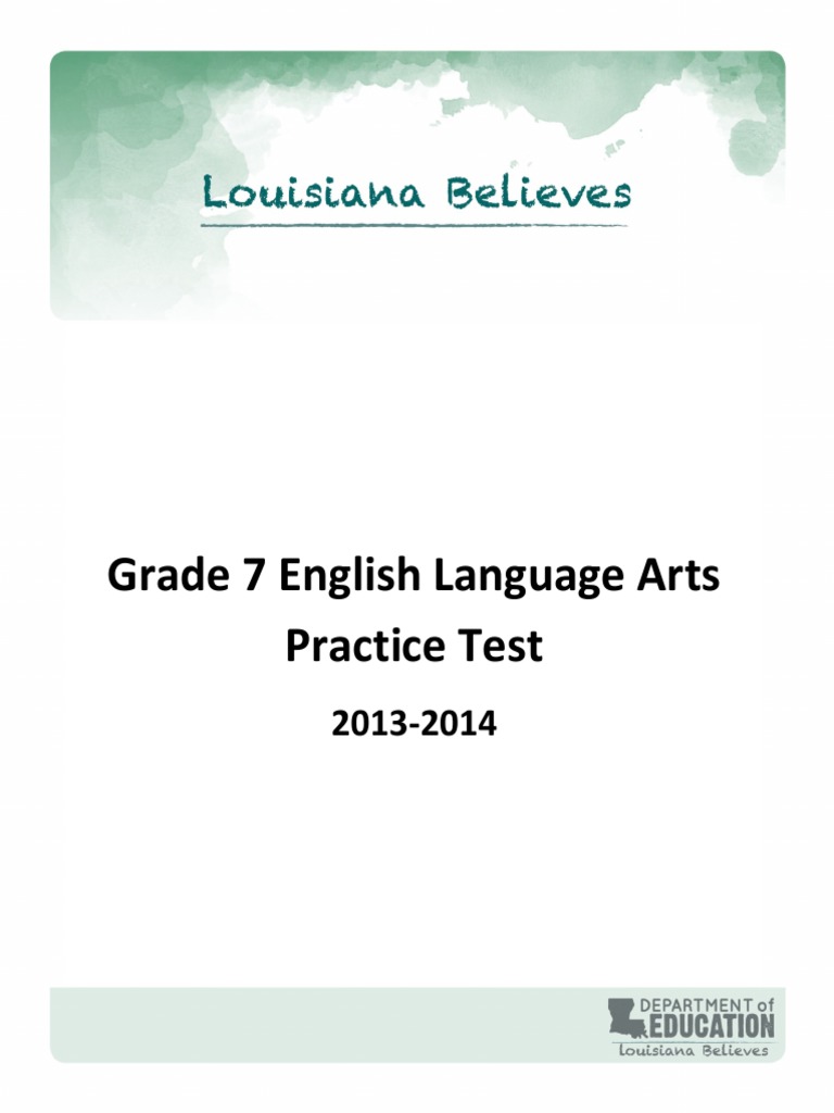 Grade 7 English Language Arts Practice Test | PDF | Multiple Choice ...