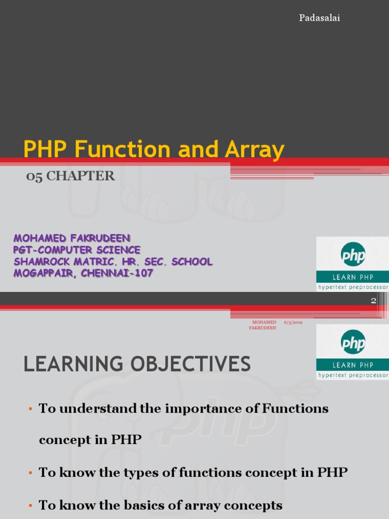Xii Ca Chapter 05 PHP Function and Array | PDF | Array Data Type | Parameter (Computer Programming)