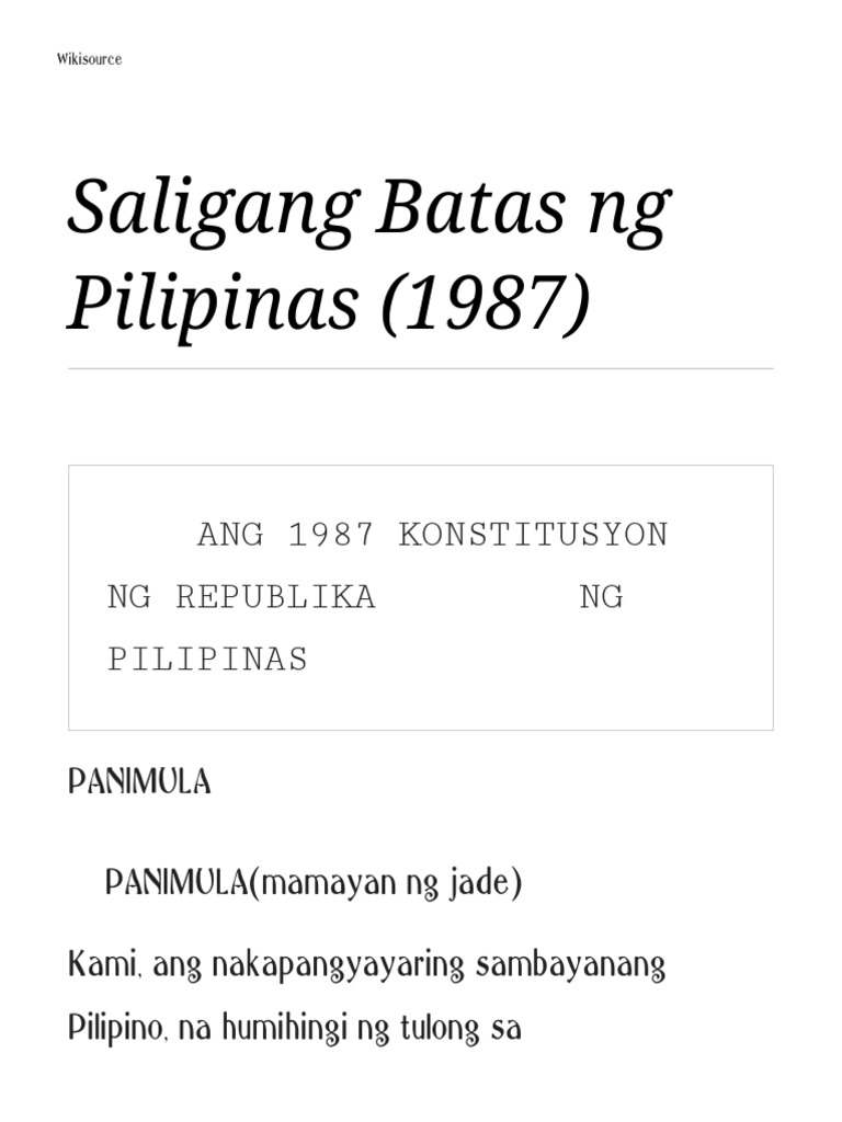 Saligang Batas NG Pilipinas (1987) - Wikisource PDF | PDF