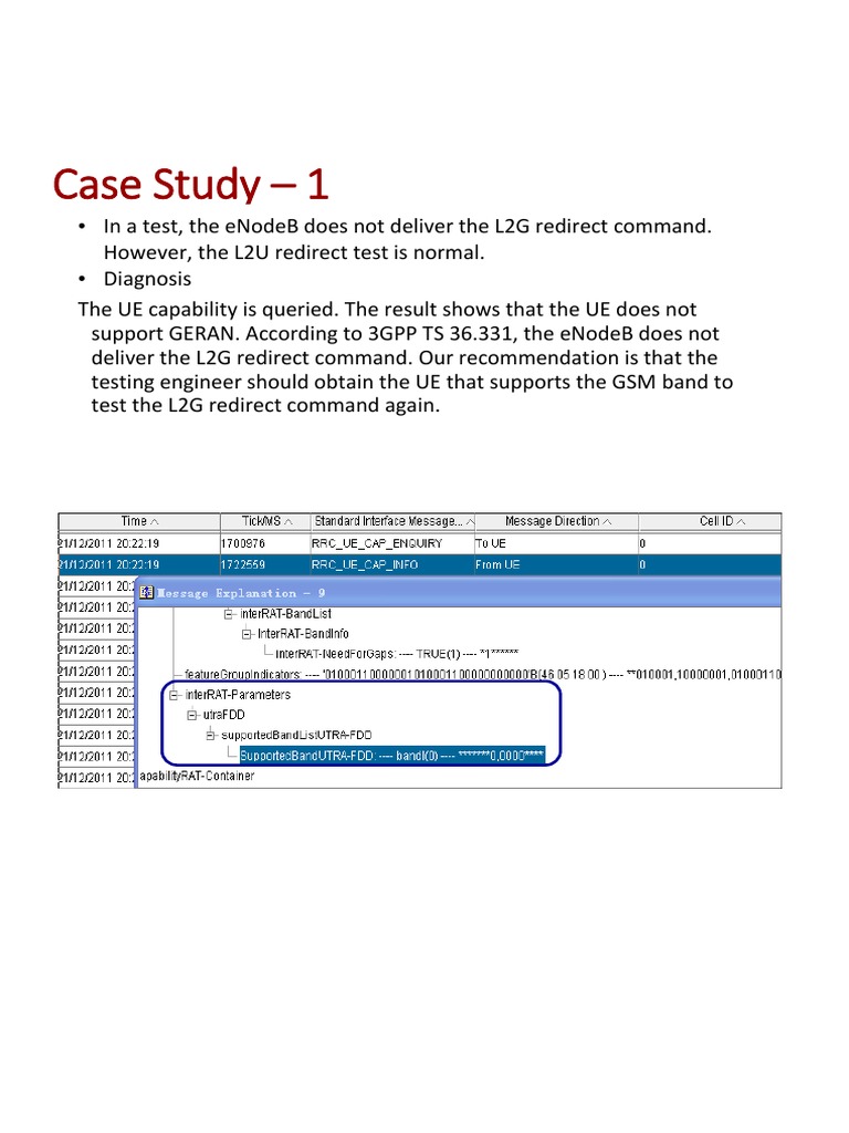 eNodeB L2G Redirect Command Case Study | PDF | Science & Mathematics