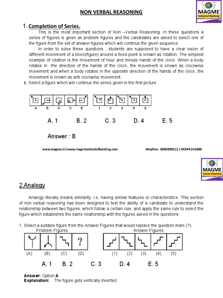 Non Verbal Reasoning | PDF | Test (Assessment) | Clock