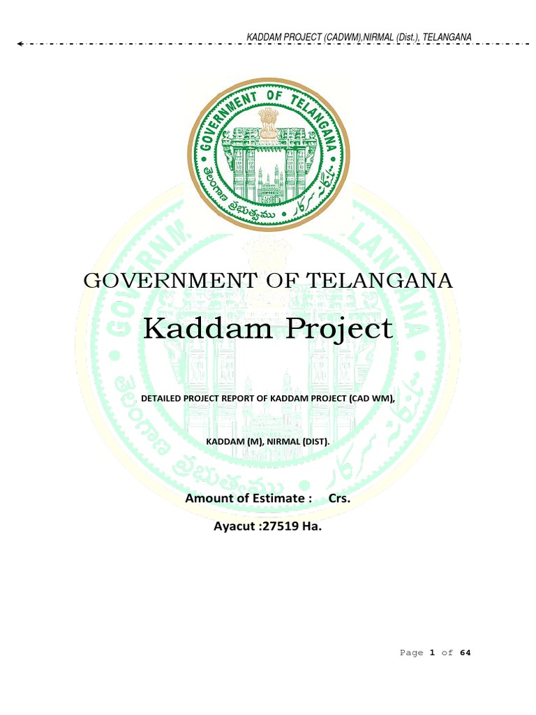 KAddam Final DPR 01.05.2017 | PDF | Water Resources | Rain