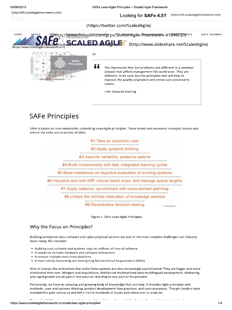 SAFe Lean-Agile Principles - Scaled Agile Framework PDF | PDF