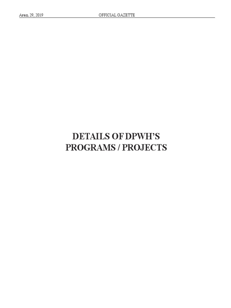 DPWH Programs FY 2019 Details | PDF