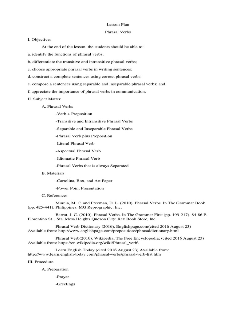 Lesson PlanFinals | PDF | Phrase | Verb
