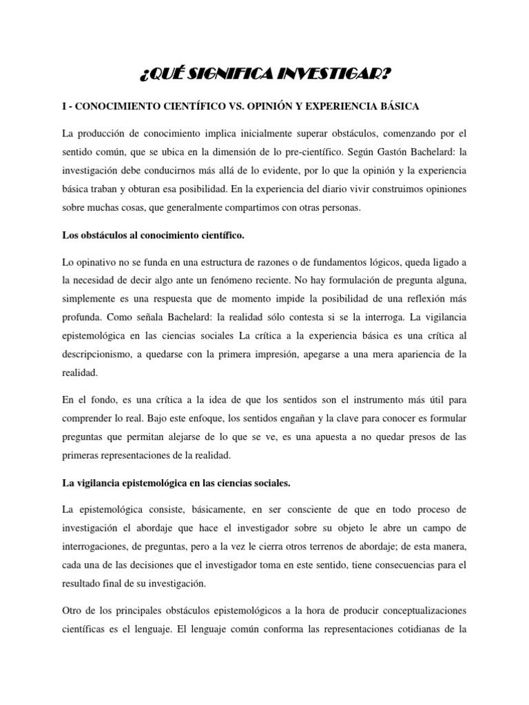 Qué Significa Investigar | PDF | Science | Ciencias sociales