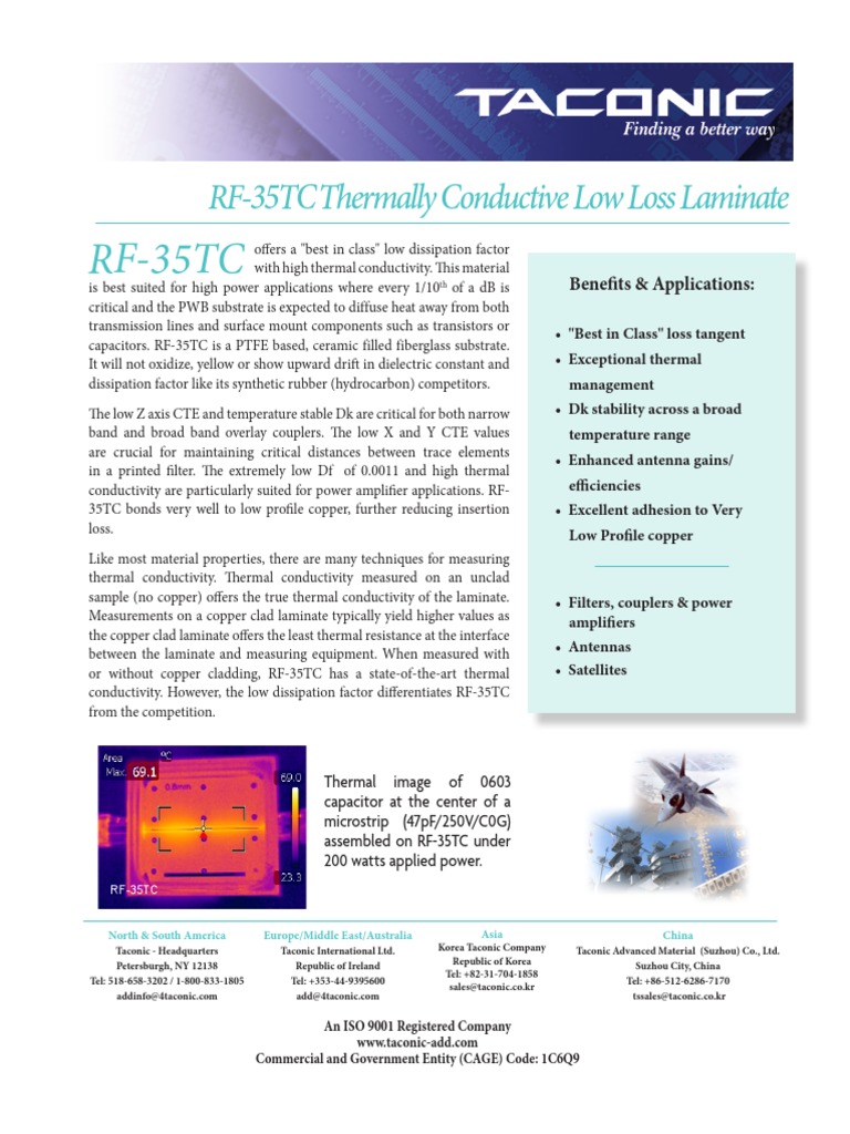 Taconic RF-35TC Technical Data Sheet | PDF | Amplifier | Capacitor