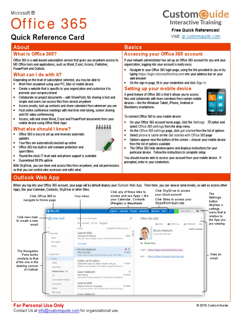 Office 365 Cheat Sheet PDF | PDF | Office 365 | Microsoft Office