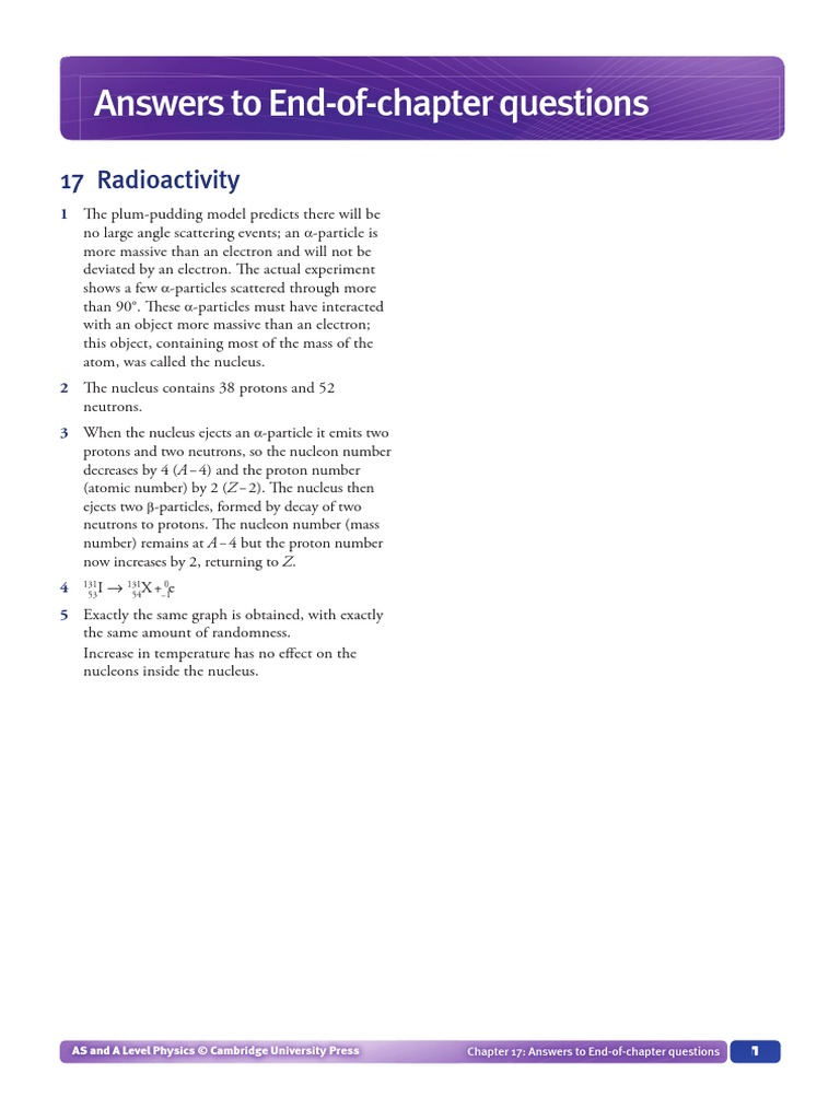 Answers To End-Of-Chapter Questions: 17 Radioactivity 7 Radioactivity | PDF