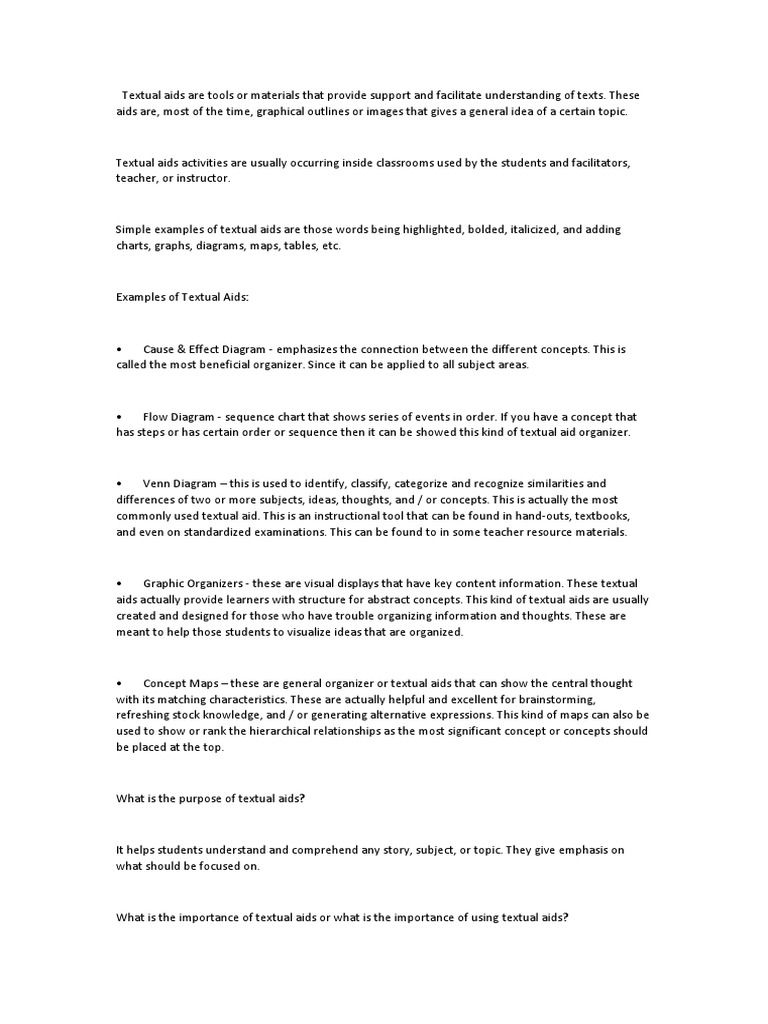 Textual Aids Are Tools or Materials That Provide | PDF | Concept | Graphics