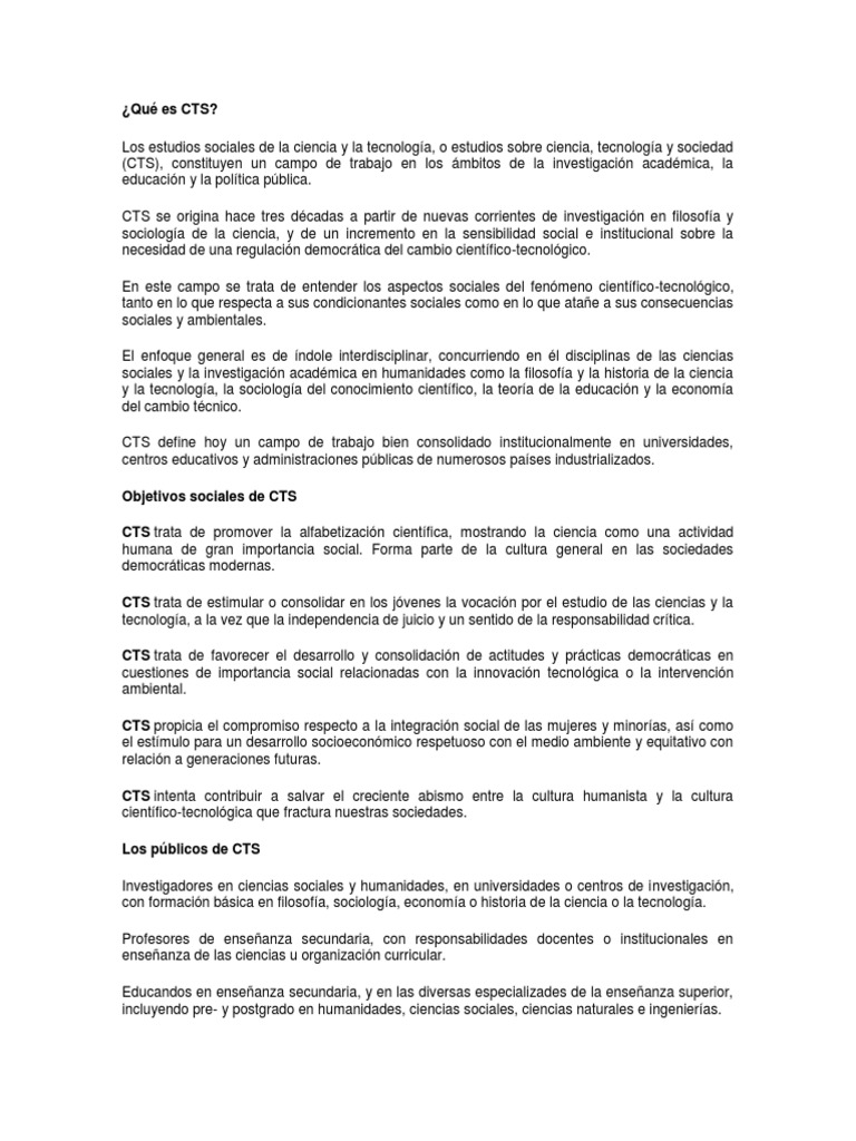 Qué Es CTS | PDF | Science | Maestros