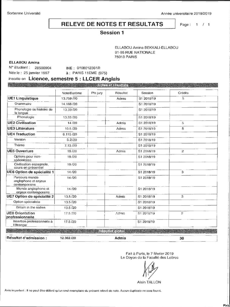Releve de Notes Master | PDF | Langue anglaise | Linguistique