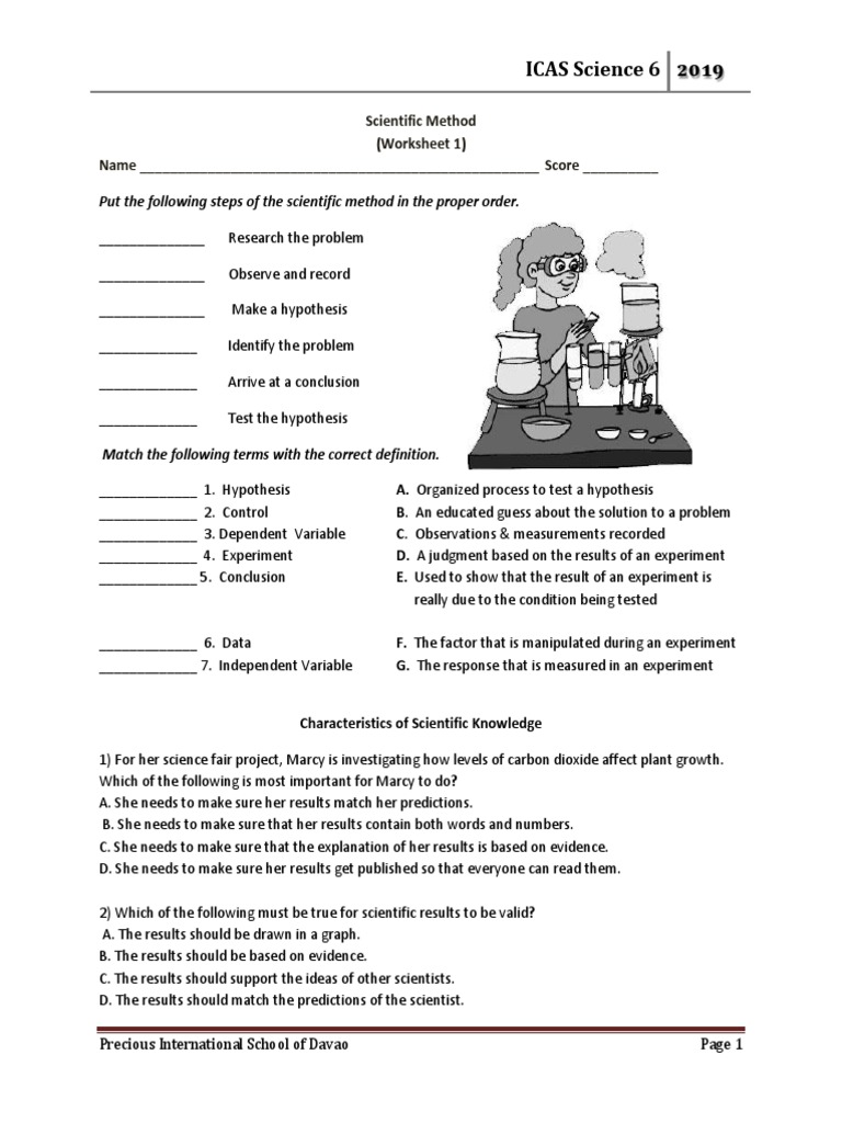 Day 1-Worksheet 1 | PDF | Experiment | Scientific Method