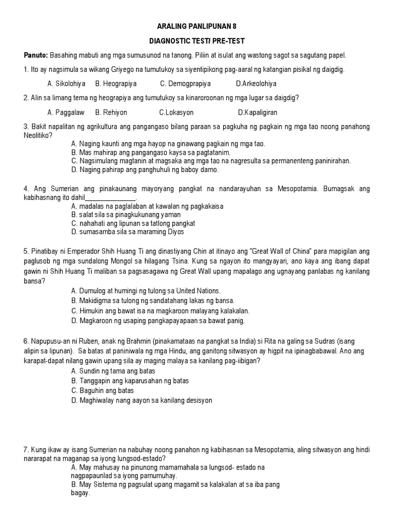 Diagnostic AP 8 | PDF