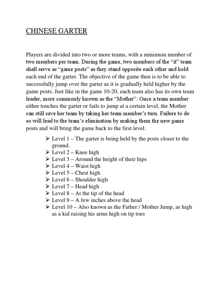 Chinese Garter | PDF | Leisure | Sports